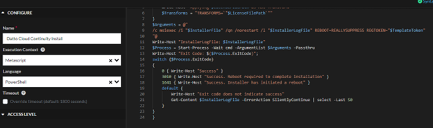 Datto Cloud Continuity Install and Configuration ImmyBot